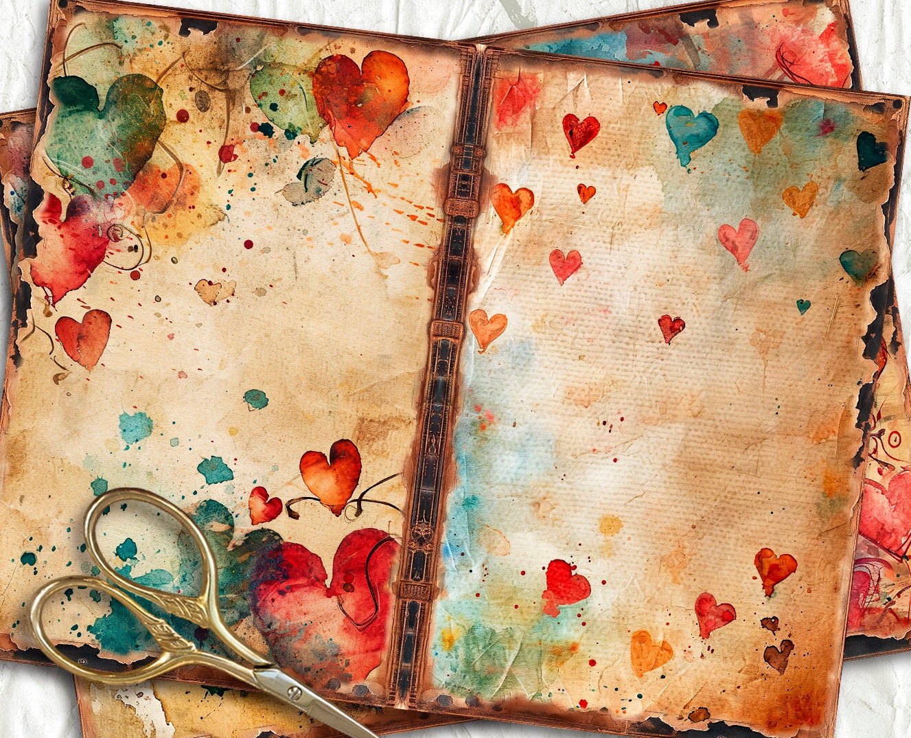 Junk Journal Digital, Hearts and Roses, Valentines Clipart, Scrapbook ...