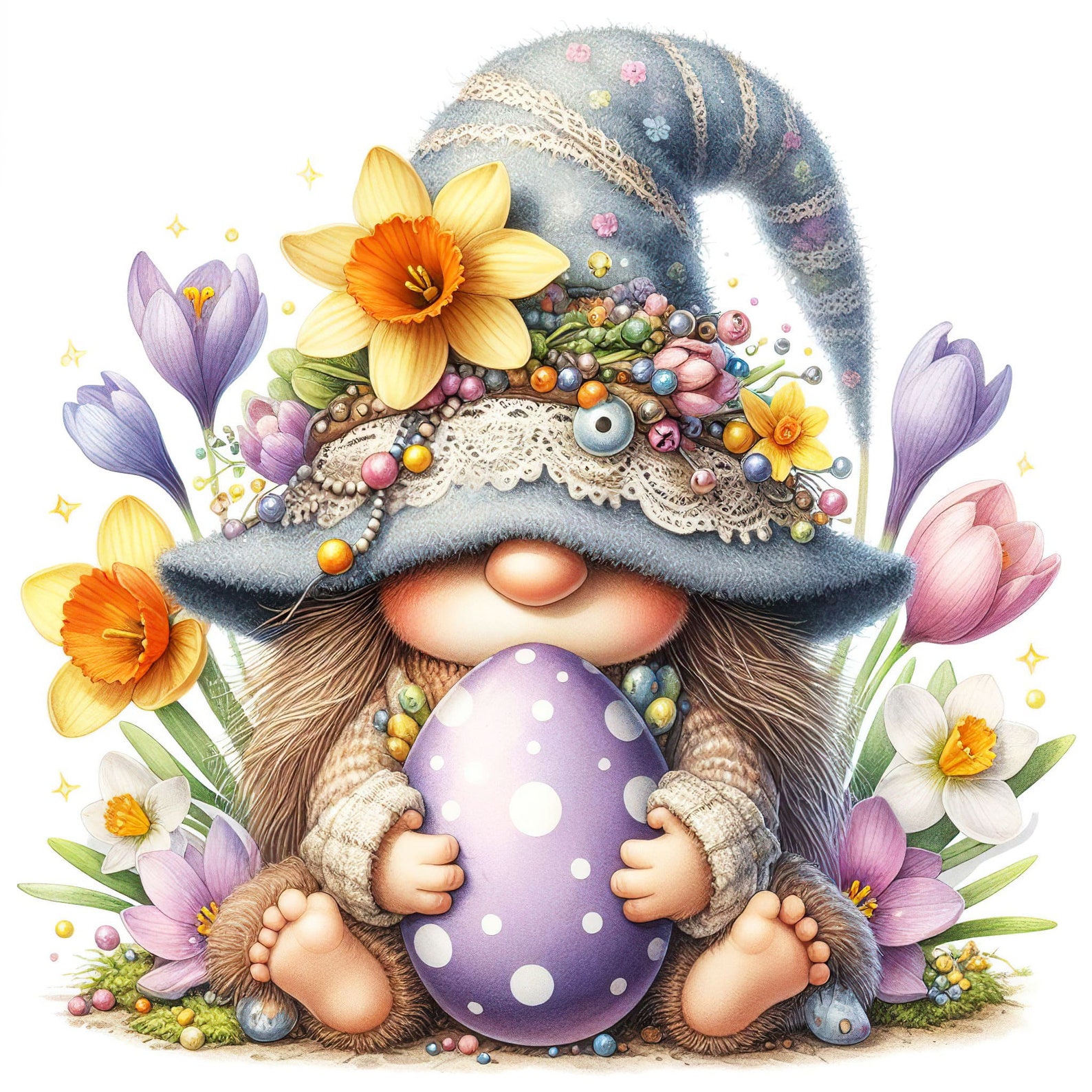 32 JPG Watercolor Easter Gnome, Easter Clipart, Easter Bunny, Easter ...