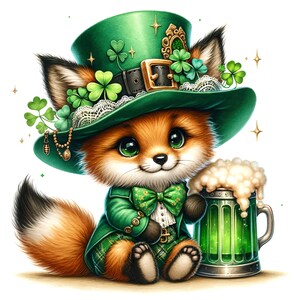 19 JPG Watercolor St. Patrick's Day Fox, Watercolor Animal, Woodland ...