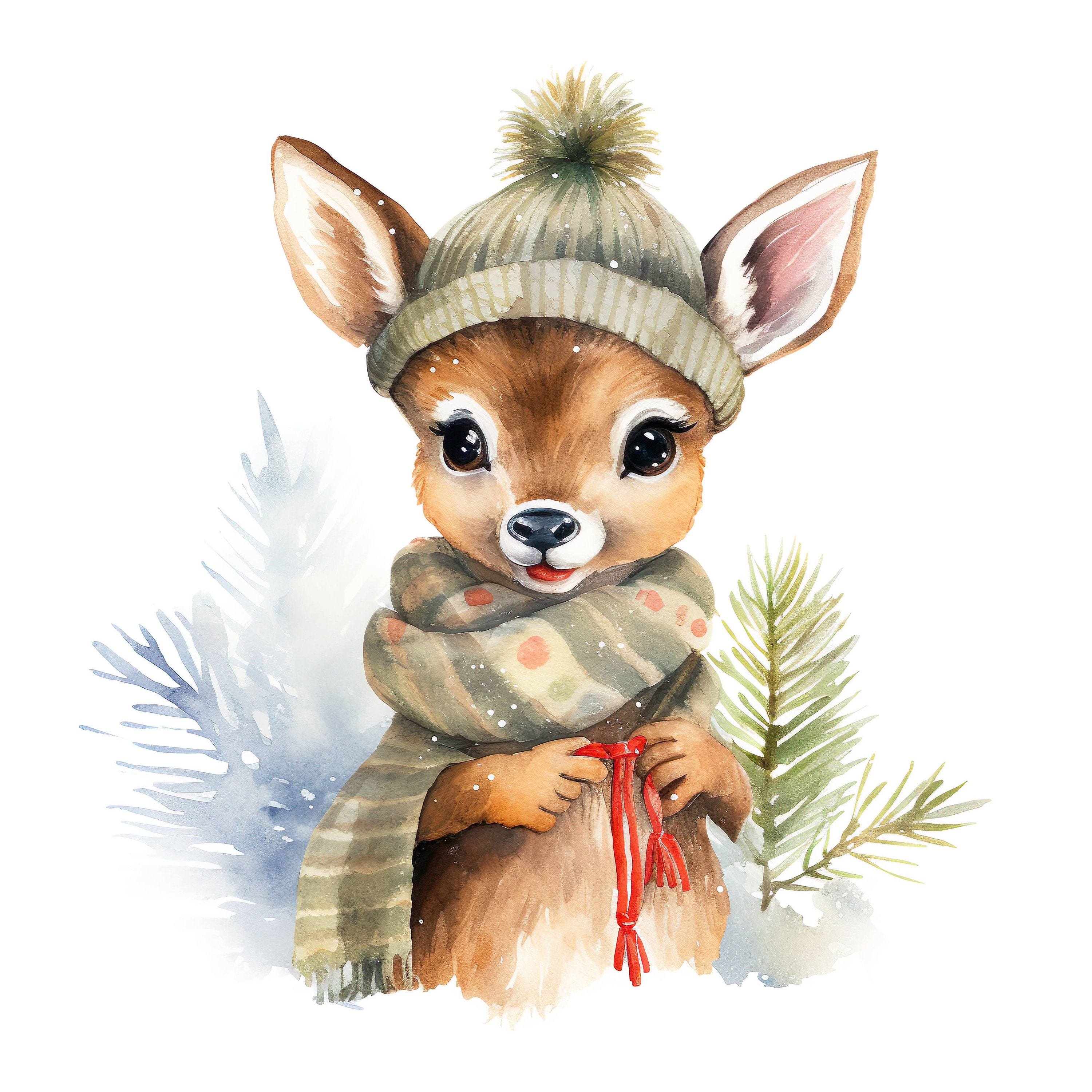 22 JPG Christmas Deer, Watercolor Animals, Watercolour Christmas ...