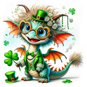 Quirky St. Patricks Day Dragon, 27 JPG Cute Animal Printable, Quirky ...