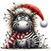 11 JPG Cute Zebra Christmas Art Print, Festive Zebra Illustration With ...