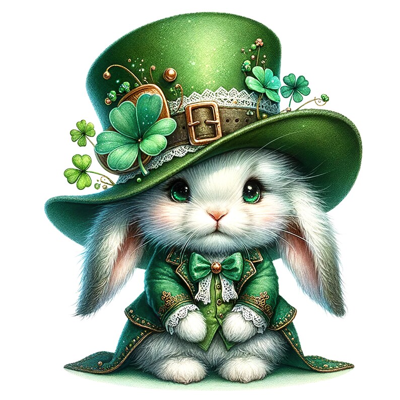 27 JPG Watercolor St. Patrick's Day Bunny , Watercolor Animal, Woodland ...