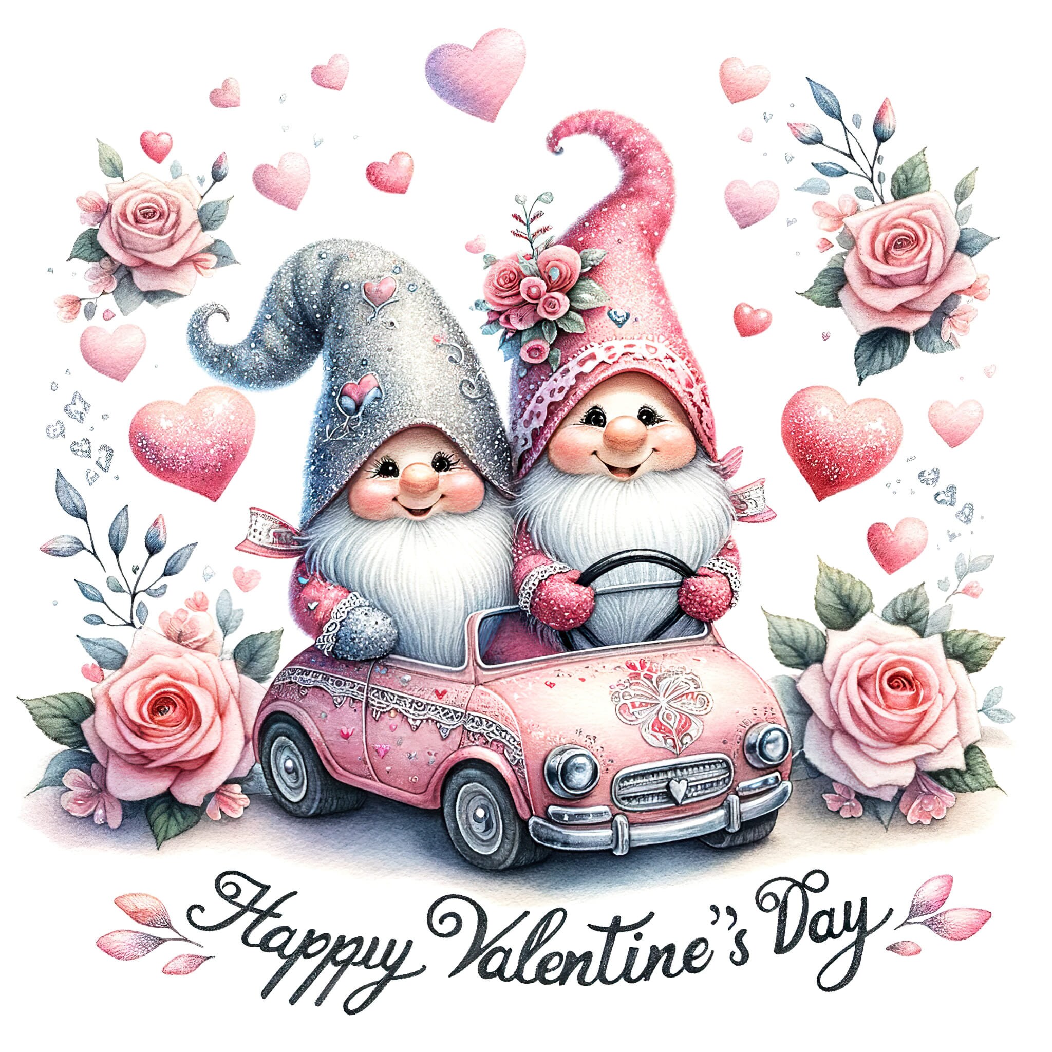 12 JPG Watercolor Valentines Gnome Clipart, Spring Clipart, Watercolour ...