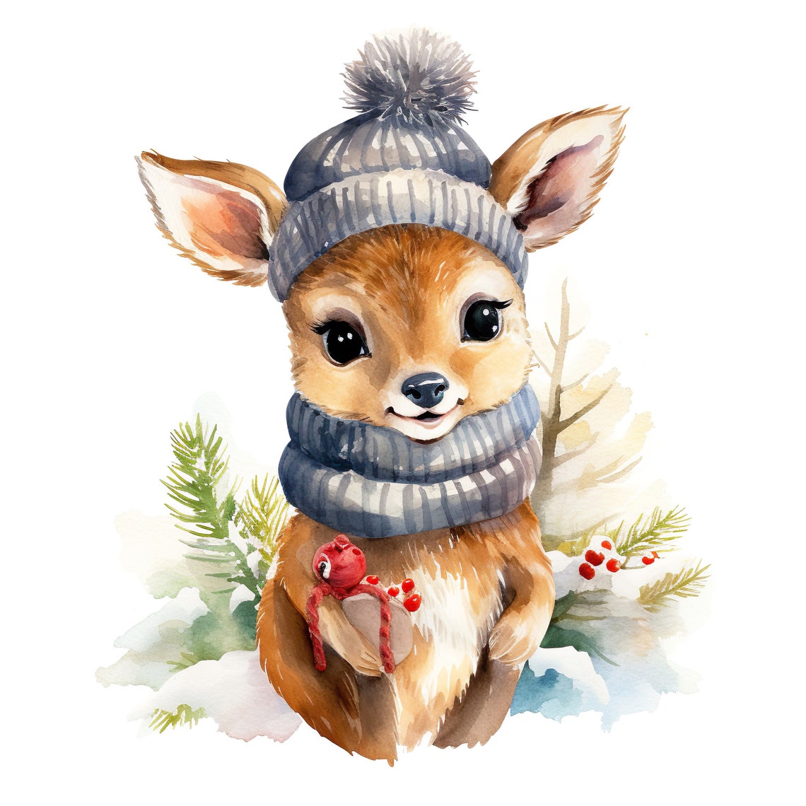 22 JPG Christmas Deer, Watercolor Animals, Watercolour Christmas ...