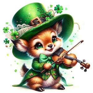 20 JPG Watercolor St. Patrick's Day Deer, Watercolor Animal, Woodland ...