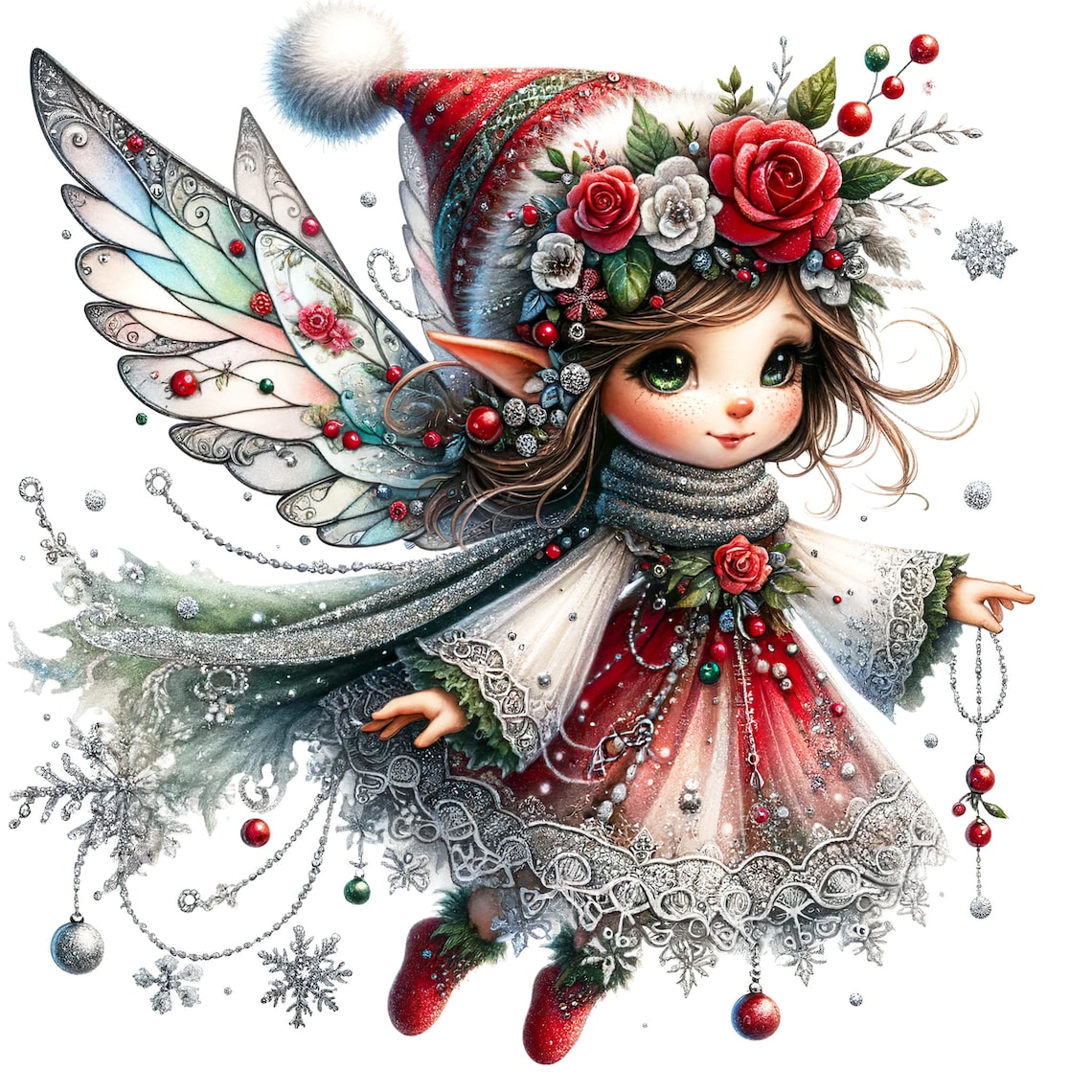 15 JPG Christmas Fairy, Watercolour Christmas Clipart, Fairy Clipart ...