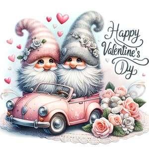 12 JPG Watercolor Valentines Gnome Clipart, Spring Clipart, Watercolour ...
