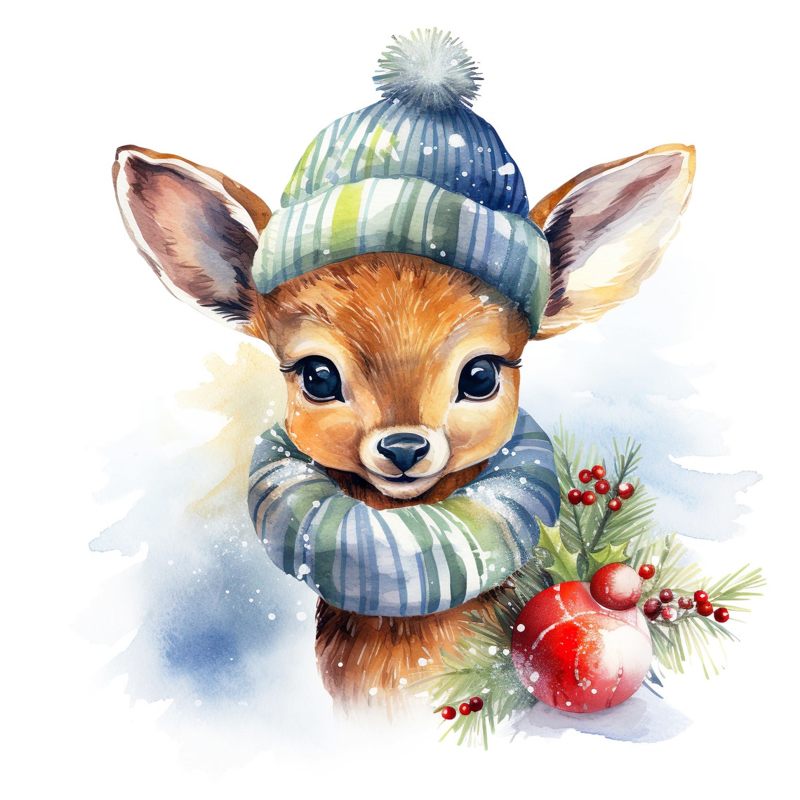 22 JPG Christmas Deer, Watercolor Animals, Watercolour Christmas ...