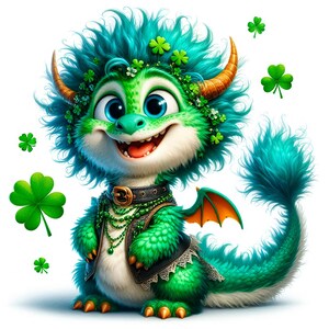 Quirky St. Patricks Day Dragon, 27 JPG Cute Animal Printable, Quirky ...
