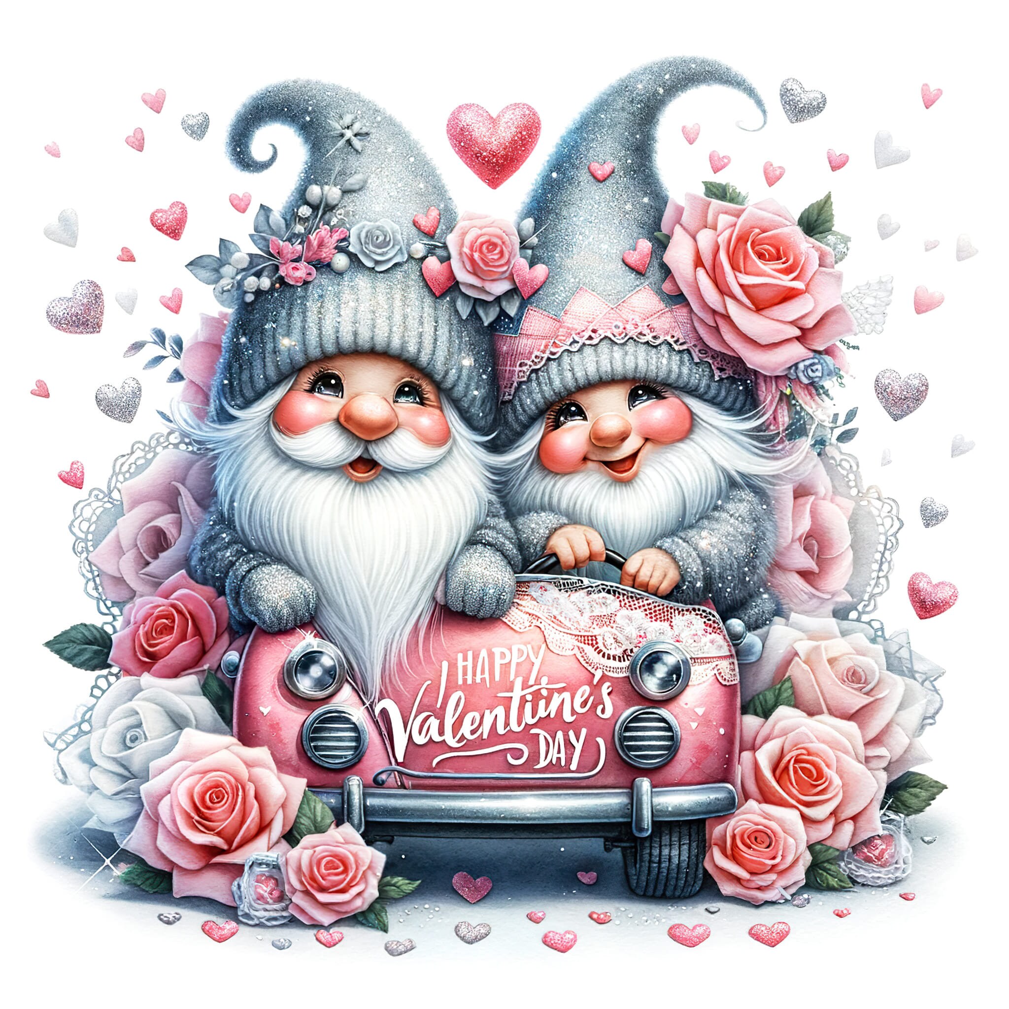 12 JPG Watercolor Valentines Gnome Clipart, Spring Clipart, Watercolour ...