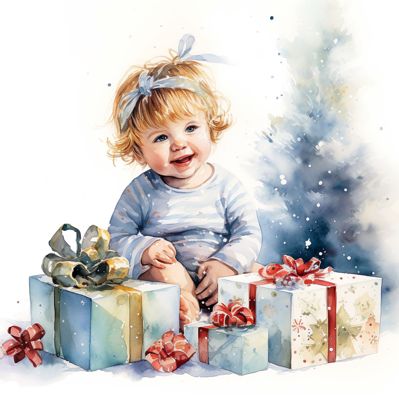 18 JPG Christmas Baby, Watercolor Baby Girl, Watercolour Christmas ...