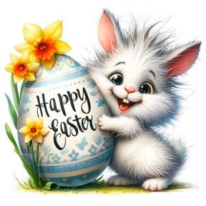 Quirky Easter Bunny, 30 JPG Cute Animal Printable, Quirky Animals ...