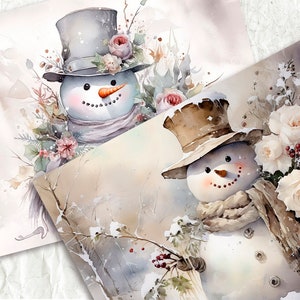 33 Junk Journal Digital, Christmas Snowman, Junk Journal Kit, Scrapbook ...