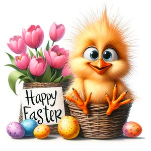 Quirky Easter Chicken, 35 JPG Cute Animal Printable, Quirky Animals ...