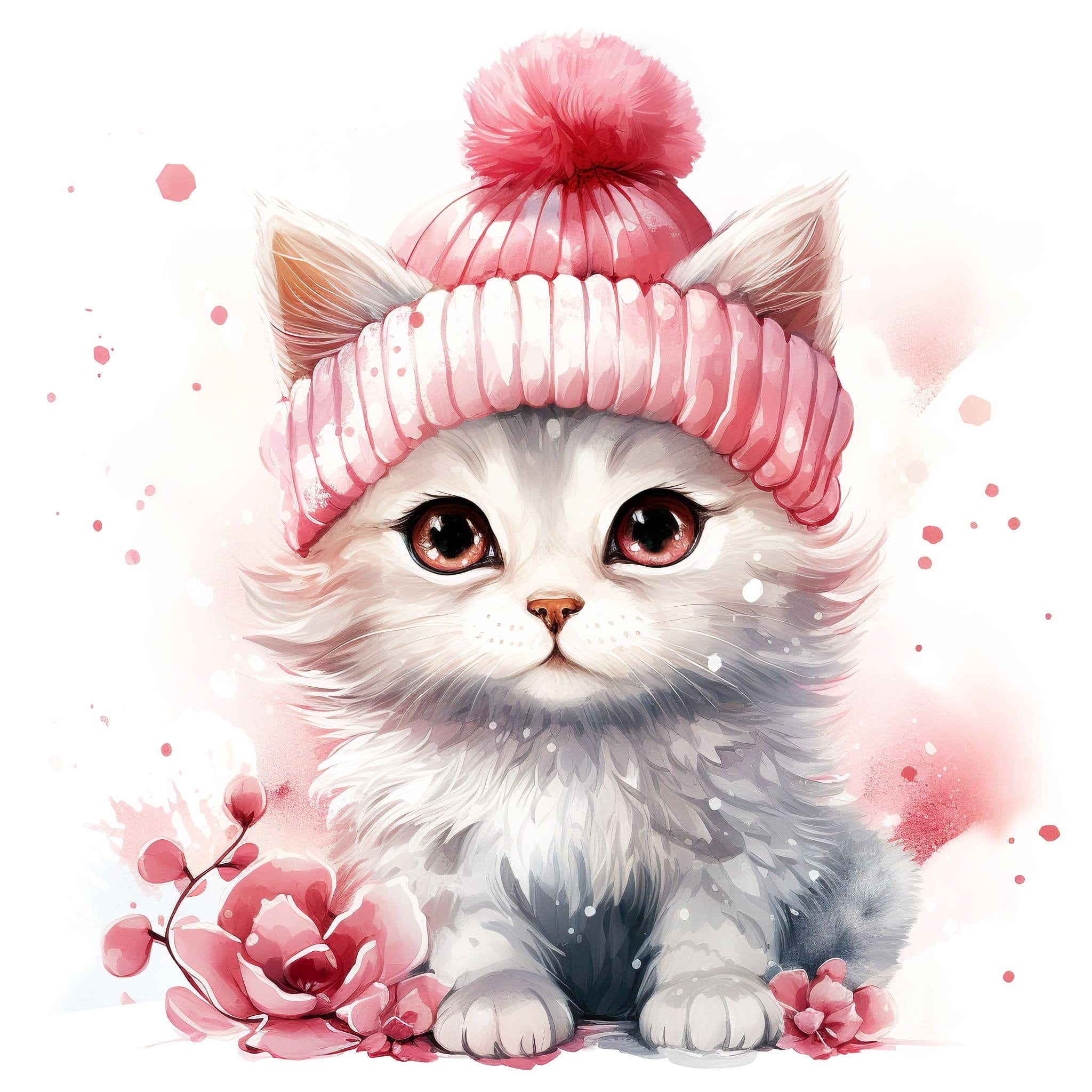 13 JPG Watercolor White Cat Clipart, Funny Cat, Spring Clipart, Animal ...