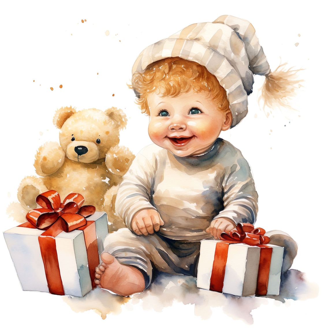 18 JPG Christmas Baby, Watercolor Baby Girl, Watercolour Christmas ...