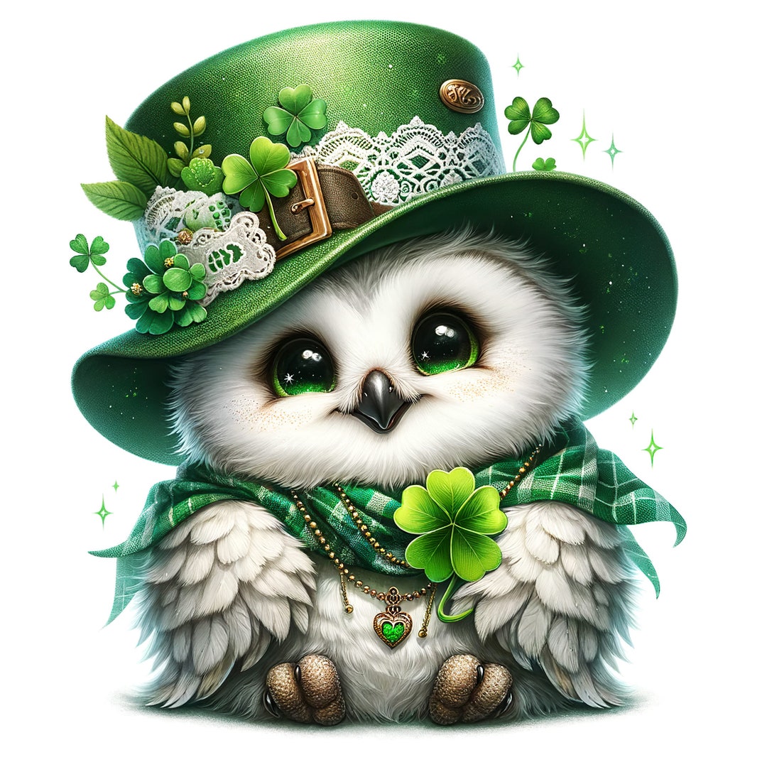 22 JPG Watercolor St. Patrick's Day Owl, Watercolor Animal, Woodland ...