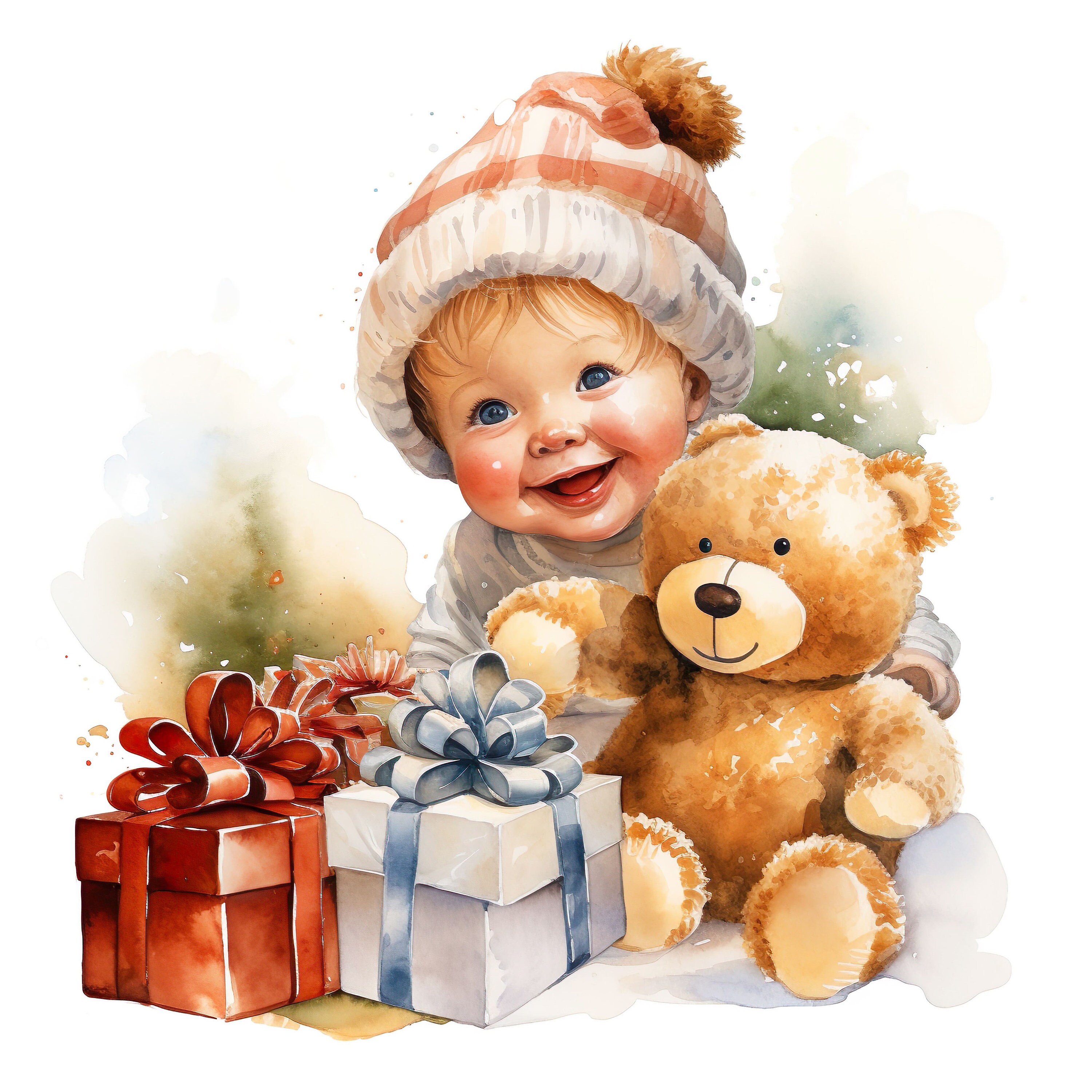 18 JPG Christmas Baby, Watercolor Baby Girl, Watercolour Christmas ...