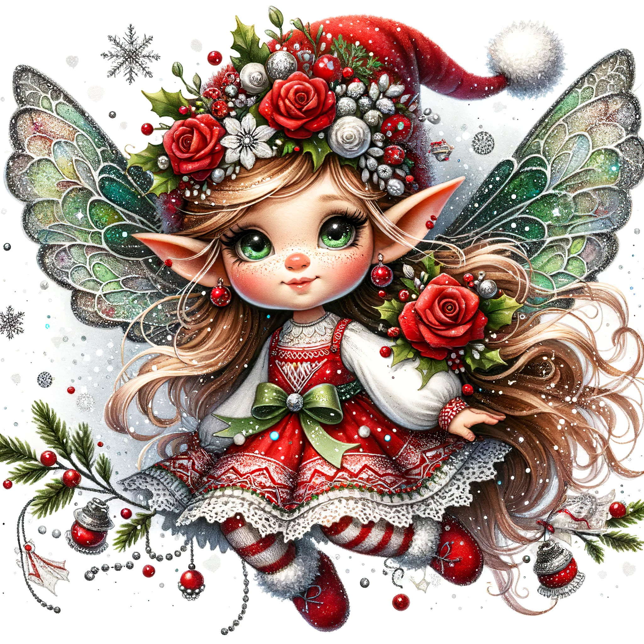 15 JPG Christmas Fairy, Watercolour Christmas Clipart, Fairy Clipart ...