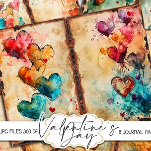 Junk Journal Digital, Hearts and Roses, Valentines Clipart, Scrapbook ...