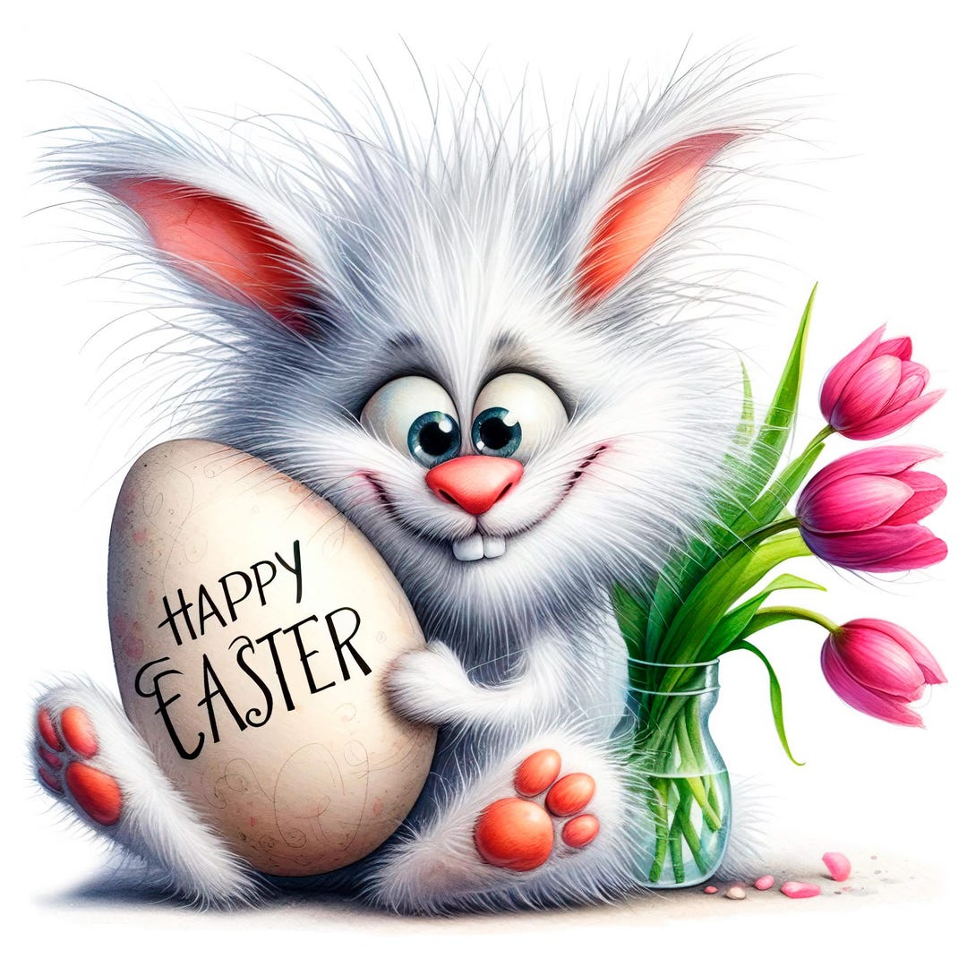 Quirky Easter Bunny, 30 JPG Cute Animal Printable, Quirky Animals ...