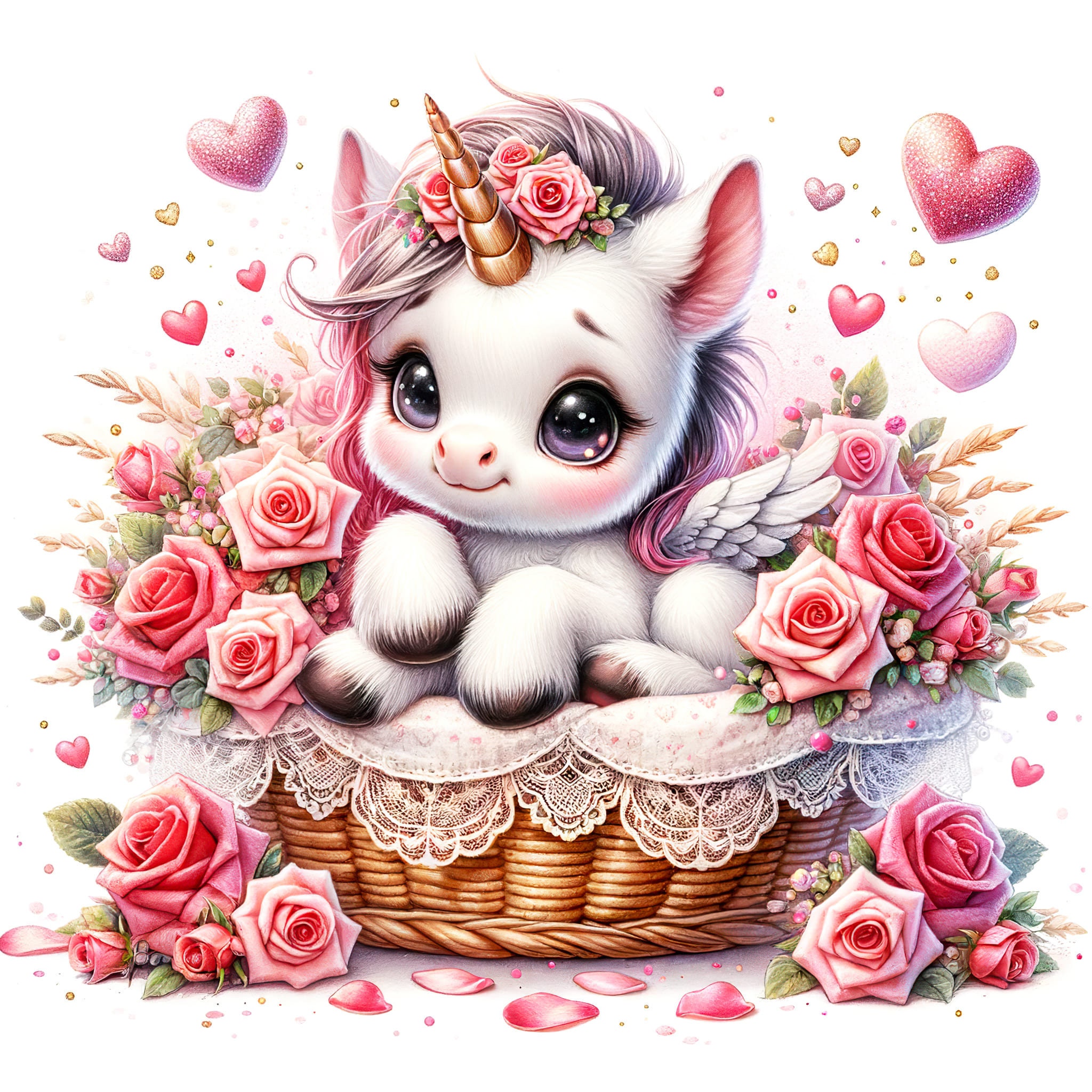 24 JPG Watercolor Animal Valentines Clipart, Cute Unicorn Clipart ...