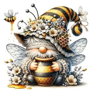 31 JPG Watercolor Honey Bee Gnome, Spring Clipart, Watercolour Clipart ...