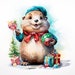 19 JPG Christmas Otter, Watercolour Christmas Clipart, Winter Clipart ...