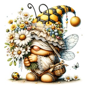 31 JPG Watercolor Honey Bee Gnome, Spring Clipart, Watercolour Clipart ...