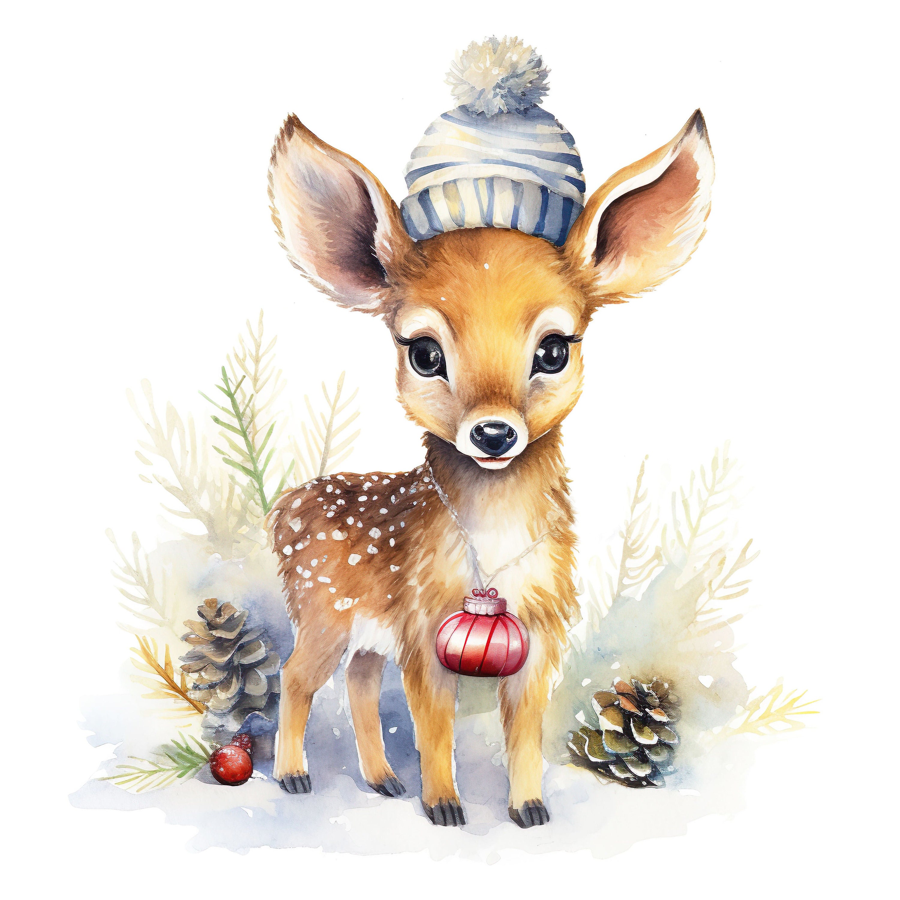 22 JPG Christmas Deer, Watercolor Animals, Watercolour Christmas ...