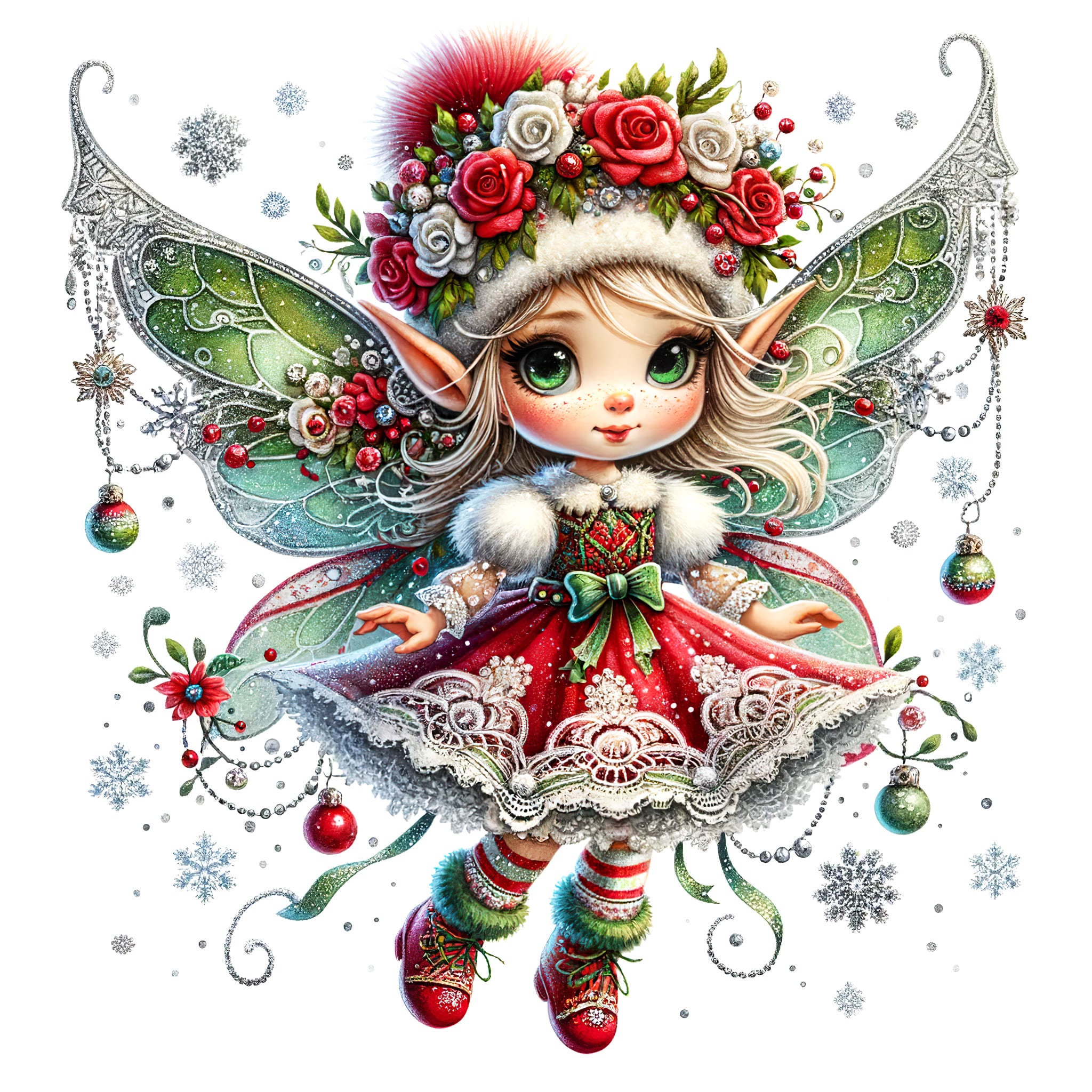 15 JPG Christmas Fairy, Watercolour Christmas Clipart, Fairy Clipart ...