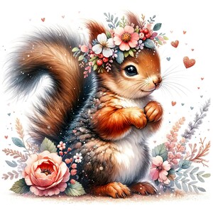 10 JPG Watercolour Squirrel, Spring Clipart, Summer Clipart, Animal ...
