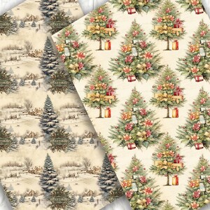 33 Seamless Pattern, Retro Christmas, Vintage Paper, Digital Papers ...