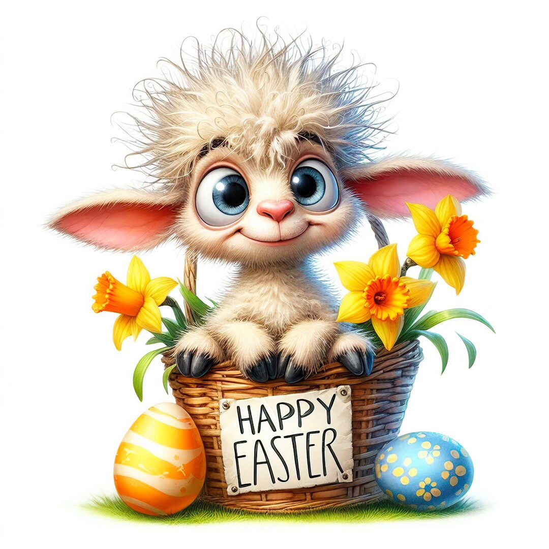Quirky Easter Lamb, 35 JPG Cute Animal Printable, Quirky Animals ...