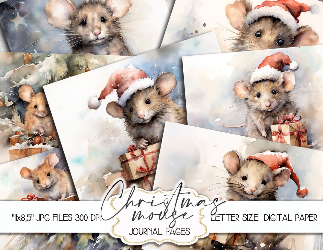 25 Junk Journal Digital, Christmas Mouse, Woodland Animals, Scrapbook ...