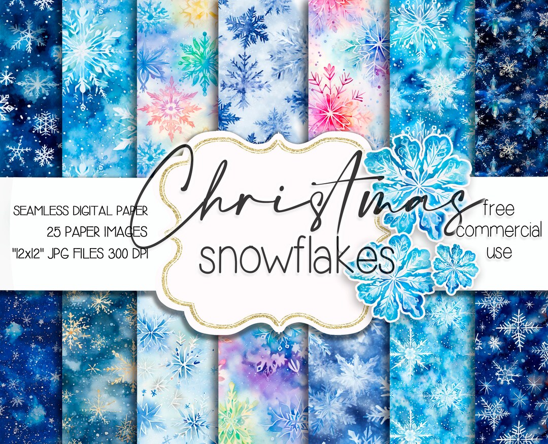 25 Seamless Pattern, Snowflake Ornament, Decoupage Paper, Digital ...