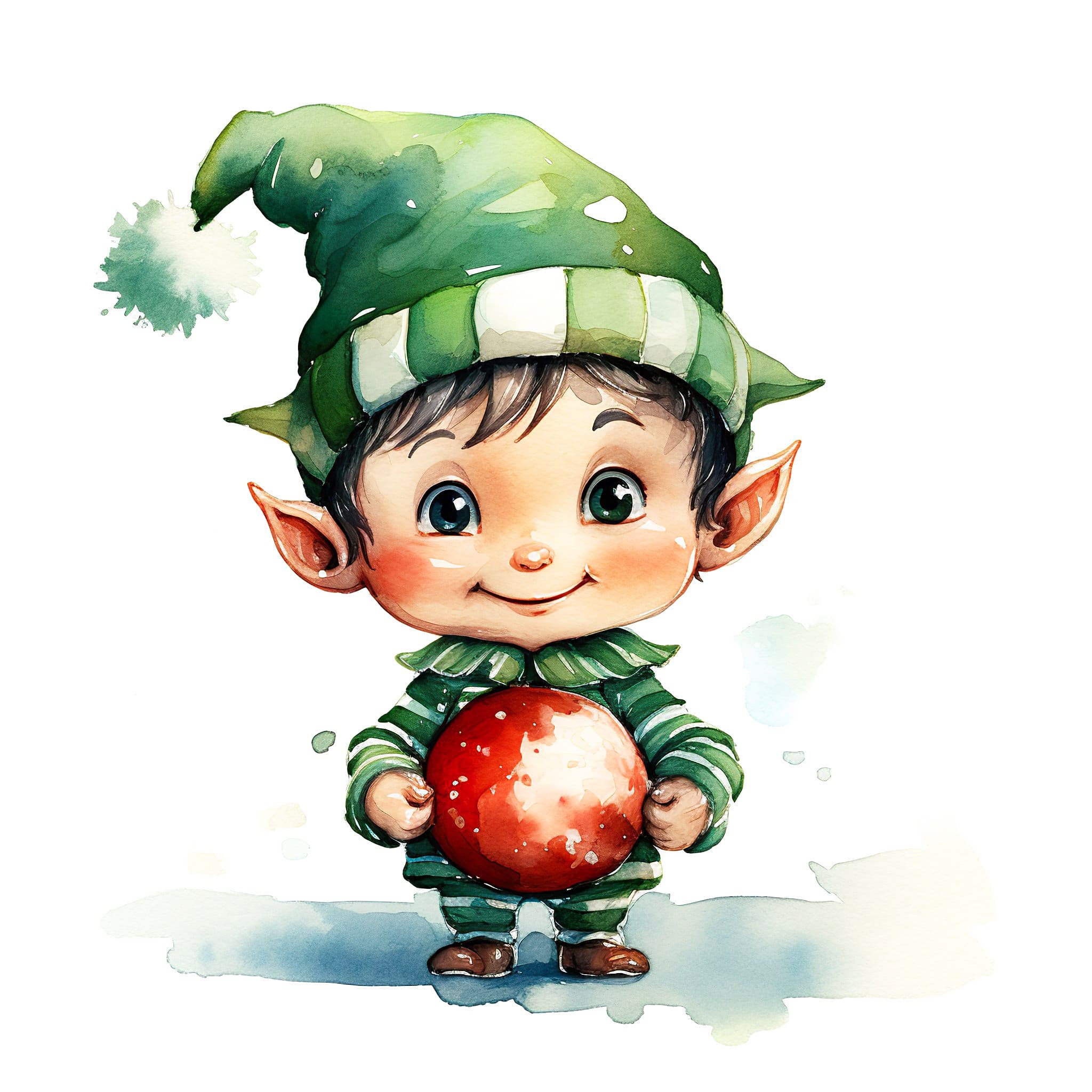 20 JPG Christmas Elf, Gnome Clipart, Watercolour Christmas Clipart ...