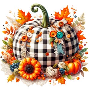 16 JPG Watercolor Pumpkin Clipart, Fall Harvest Illustration, Rustic ...