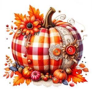 16 JPG Watercolor Pumpkin Clipart, Fall Harvest Illustration, Rustic ...