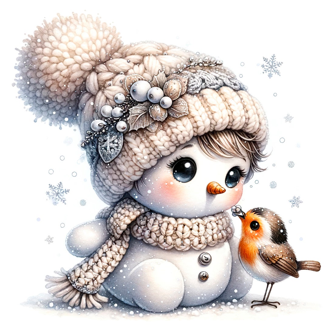 15 JPG Watercolor Christmas Snowman Clipart, Watercolour Christmas ...