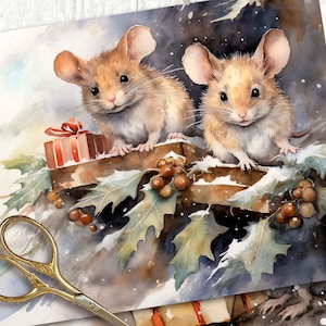 25 Junk Journal Digital, Christmas Mouse, Woodland Animals, Scrapbook ...