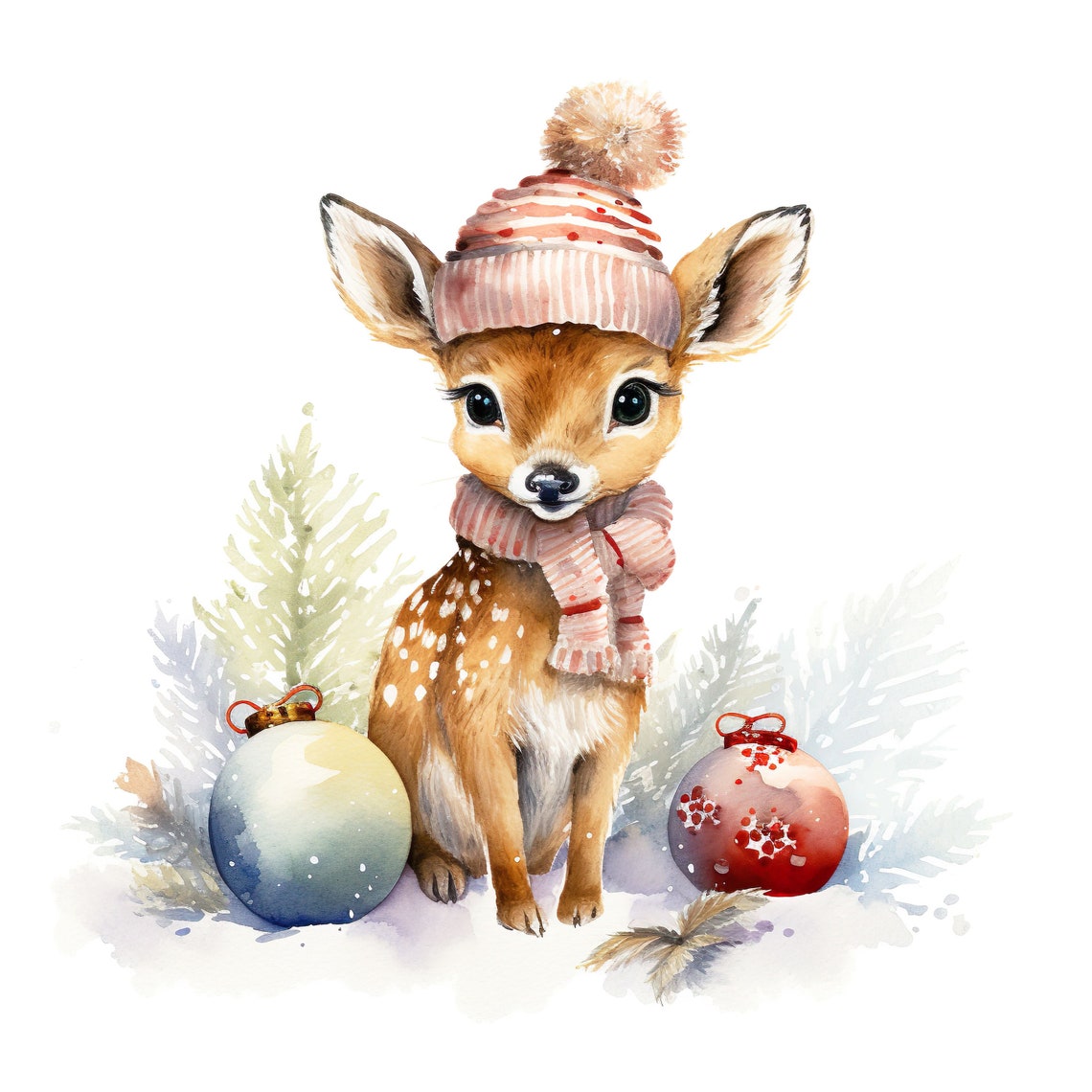 22 JPG Christmas Deer, Watercolor Animals, Watercolour Christmas ...
