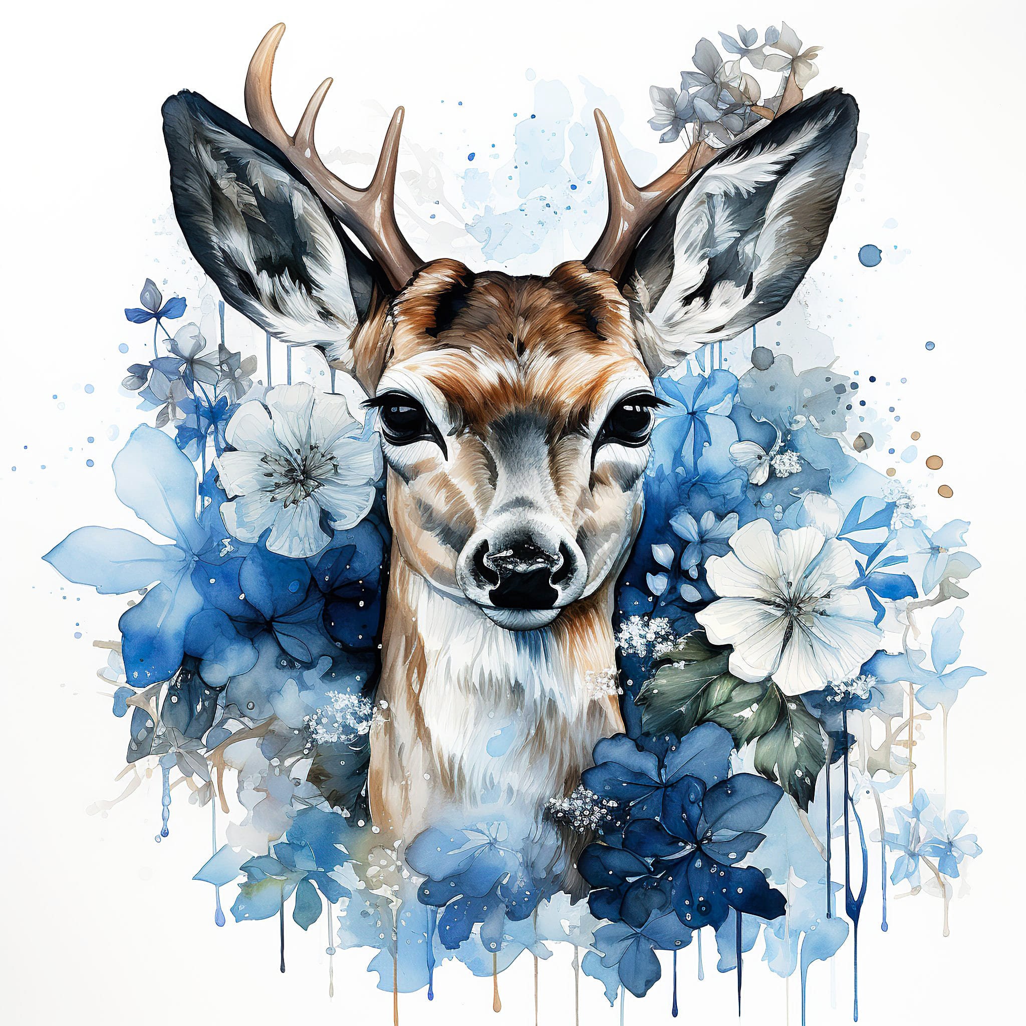 15 JPG Christmas Deer, Watercolour Christmas Clipart, Winter Clipart ...