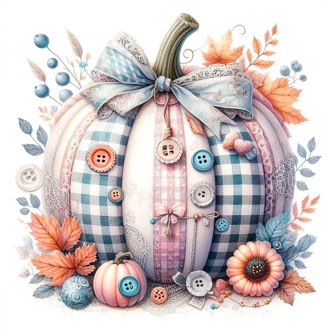 17 JPG Watercolor Pumpkin Clipart, Fall Harvest Illustration, Rustic ...