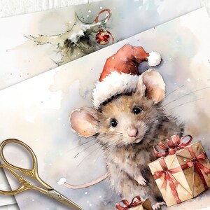 25 Junk Journal Digital, Christmas Mouse, Woodland Animals, Scrapbook ...