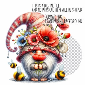 14 PNG Watercolor Poppy Gnome, Garden Gnome, Spring Gnome, Summer Gnome ...