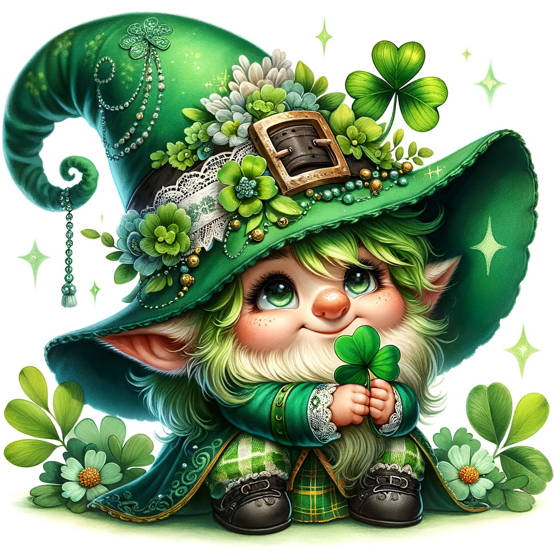 19 JPG Watercolor St. Patrick's Day Gnome, Spring Clipart, Watercolour ...