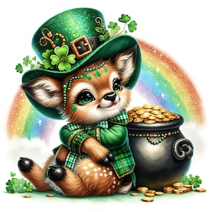 20 JPG Watercolor St. Patrick's Day Deer, Watercolor Animal, Woodland ...