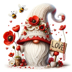 27 JPG Watercolor Poppy Gnome, Garden Gnome, Spring Gnome, Summer Gnome ...